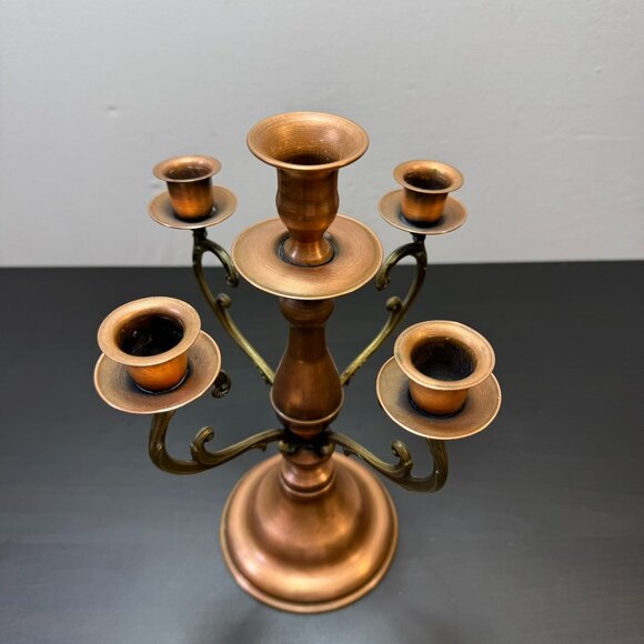 Accents | Vintage Copper 5 Arm Candelabra 15 Candle Holder Table ...